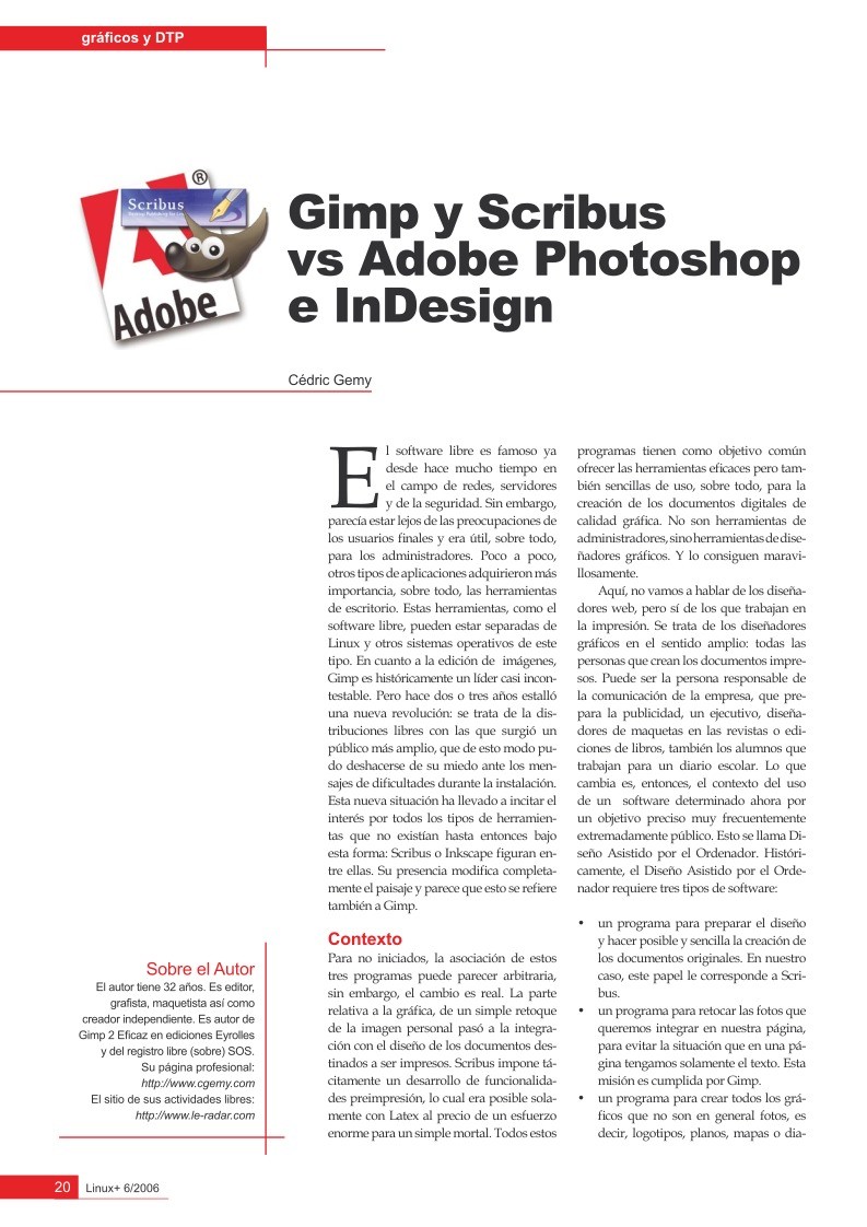 PDF de programación - Gimp y Scribus vs Adobe Photoshop e InDesign